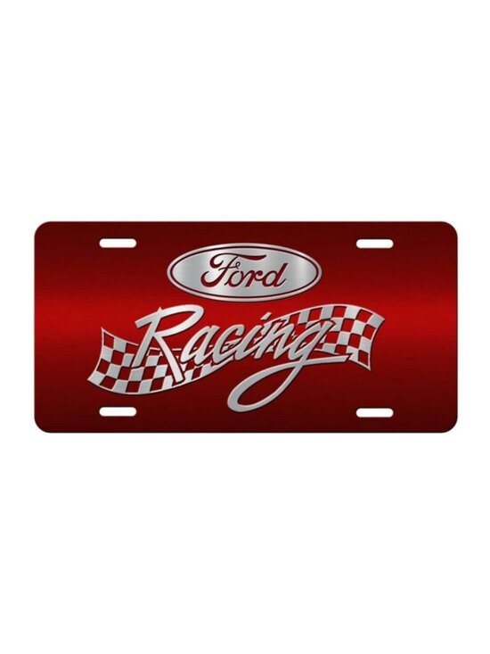 Accents | Ford Racing Inspired Art On Cool Gloss Red Aluminum License ...